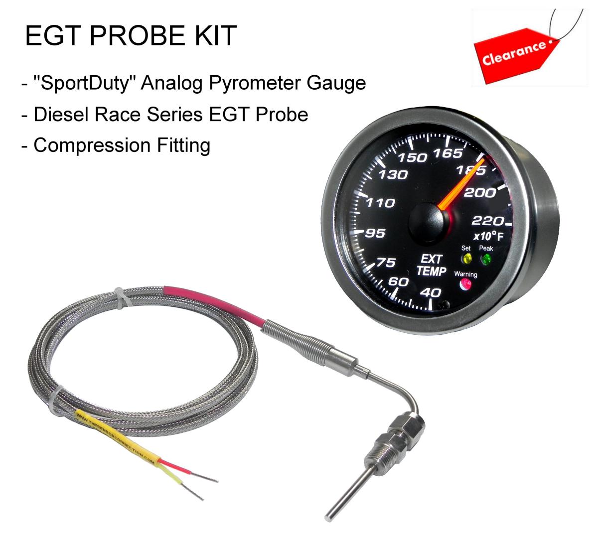 EGT Analog Pyrometer Gauge + Probe Kit - Diesel Race Series DF